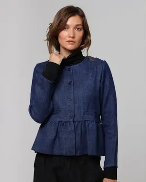 JUANA Atelier Peplum Jacket - Blue Denim