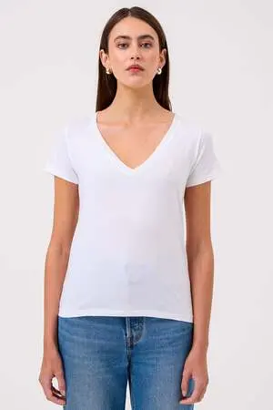 Goldie LeWinter Cleo V-neck Tee - White