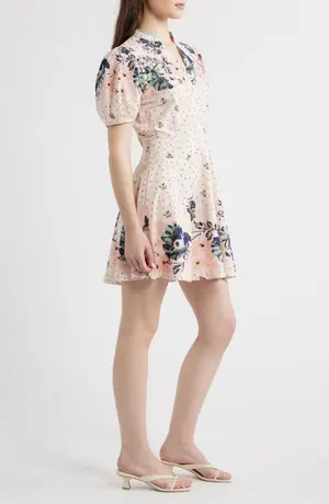 CLEOBELLA Micah Mixed Floral Print Organic Cotton Poplin Mini Dress