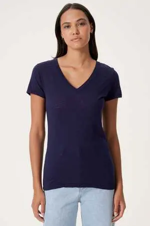 Goldie LeWinter Goldie LeWinter Signature Slub V-Neck T-Shirt Navy