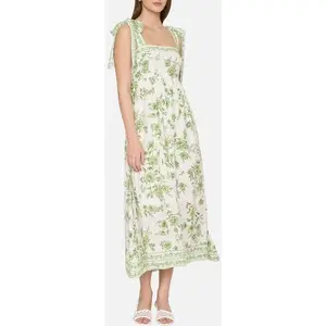 BLU PEPPER Tie Strap Floral Print Maxi Dress - Green Multi