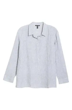 Eileen Fisher Classic Stripe Linen Button-up Shirt