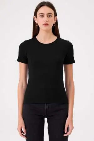 Goldie LeWinter Camille Ribbed Tee - Black