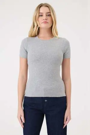 Goldie LeWinter Camille Ribbed Tee - Gray Heather