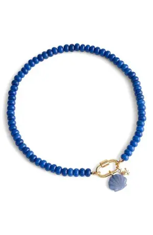 Madewell Semiprecious Bead Carabiner Charm Necklace With Lazuli Pendant - Lapis