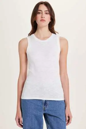 Goldie LeWinter Signature Slub Crew Neck Tank - White
