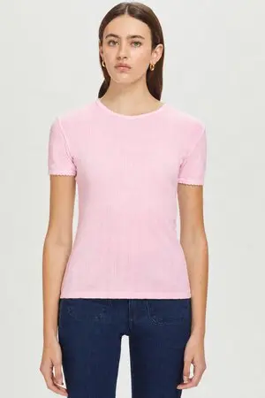 Goldie LeWinter Pointelle Knit Crewneck Tee - Cherry Blossom