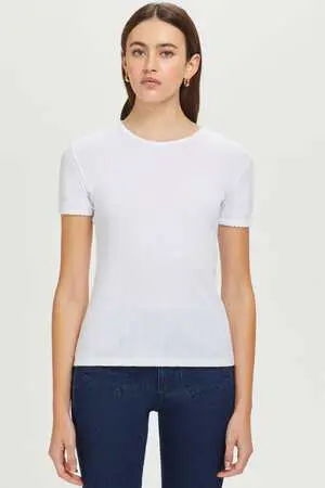 Goldie LeWinter Pointelle Knit Crewneck Tee - White