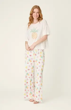 PJ Salvage Viva La Vida" Embroidered Pineapple T-shirt