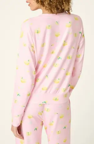PJ Salvage La Dolce Spritz Long Sleeve Pajama Top - Pastel Pink
