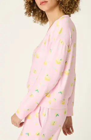 PJ Salvage La Dolce Spritz Long Sleeve Pajama Top - Pastel Pink