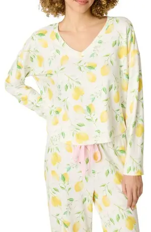 PJ Salvage La Dolce Spritz Long Sleeve Pajama Top - Ivory