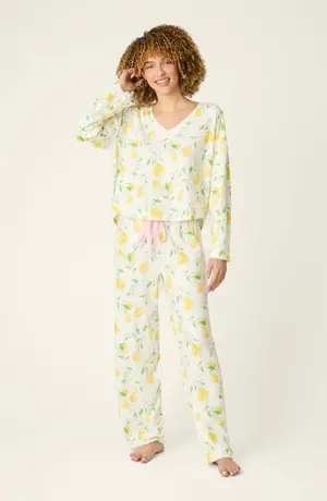 PJ Salvage La Dolce Spritz Long Sleeve Pajama Top - Ivory