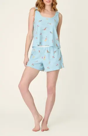 PJ Salvage Print Boyfriend Boxer Shorts Pajamas - Cloud Blue