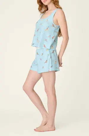 PJ Salvage Print Boyfriend Boxer Shorts Pajamas - Cloud Blue