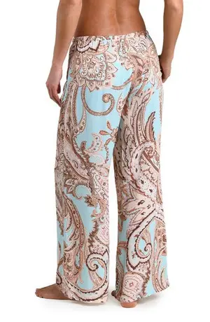 L'Agence Paisley Print Wide Leg Pants - Blue Multi