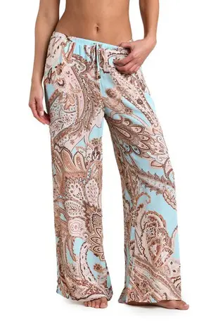 L'Agence Paisley Print Wide Leg Pants - Blue Multi