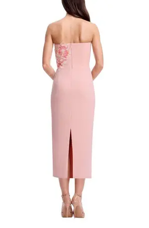 Dress The Population Strapless Bodycon Tea Length Dress