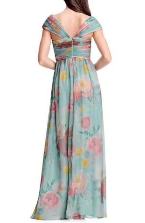 Dress The Population Xyla Floral Off-the-shoulder Gown