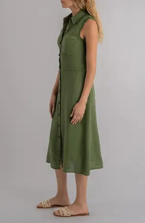 Kut From The Kloth Bowie Linen Button-up Midi Shirtdress