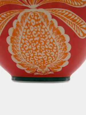 La DoubleJ Bubble Porcelain Vase With Pineapple Print And Gold Trim - Red