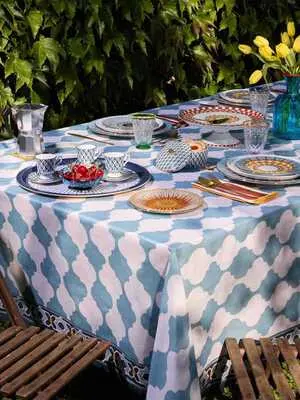 La DoubleJ Plaza Sky Blue Medium Tablecloth - Multicolour