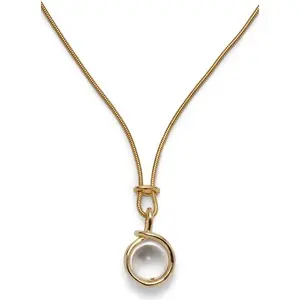 Lady Grey Quartz Lariat Pendant Necklace - Gold
