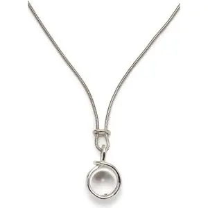 Lady Grey Quartz Lariat Pendant Necklace - Silver