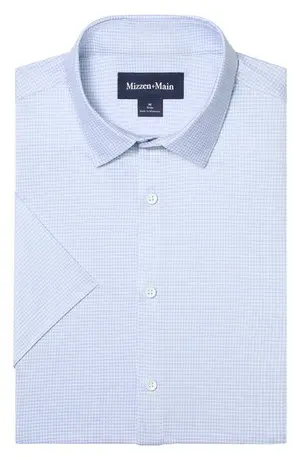 Mizzen+main Halyard Short Sleeve Performance Button-up Shirt - Cloud Blue Peter Gingham