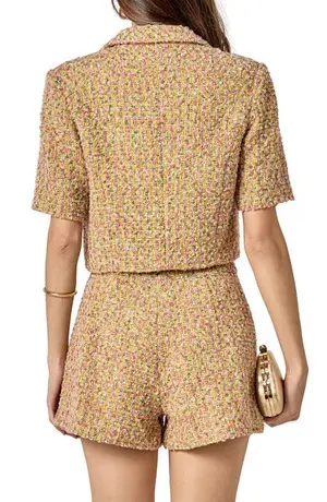English Factory Cropped Tweed Jacket With Contrasting Collar