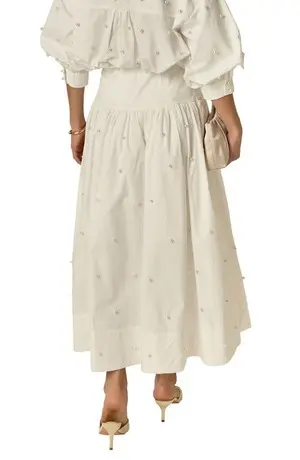English Factory Pearly Bead Poplin Maxi Skirt