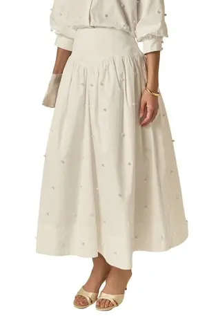 English Factory Pearly Bead Poplin Maxi Skirt
