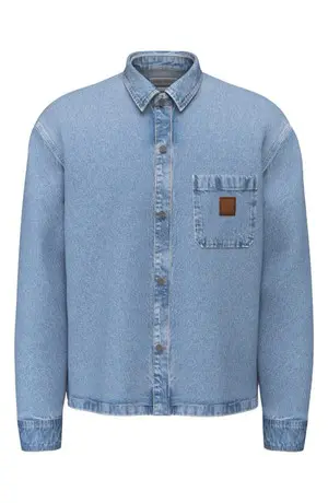 Guess Oversize Cropped Cotton Denim Overshirt