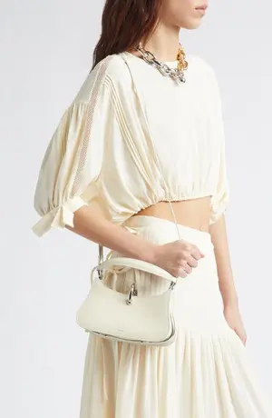 Rabanne Micro Ring Leather Top Handle Bag - Ivory/silver