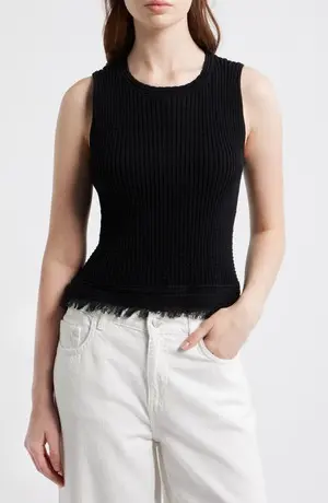 Rag & Bone Ayan Rib Knit Fringe Trim Tank