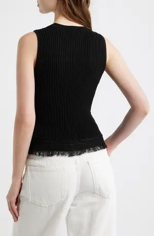 Rag & Bone Ayan Rib Knit Fringe Trim Tank