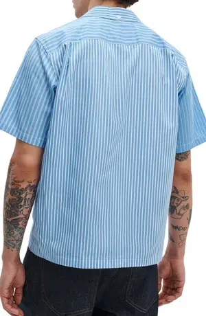 Rag & Bone Avery Stripe Camp Shirt - Blue Multi Stripe