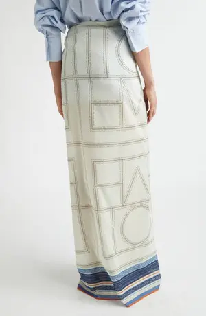 TOTEME Collector Organic Cotton Blend Voile Sarong - Ecru/navy