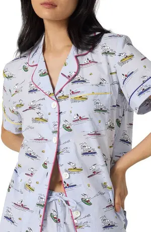 BEDHEAD PAJAMAS X Peanuts® Catch A Wave Organic Cotton Poplin Short Pajamas