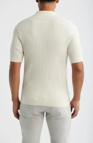 34 Heritage Short Sleeve Button-up Cotton & Silk Sweater - Silver Birch