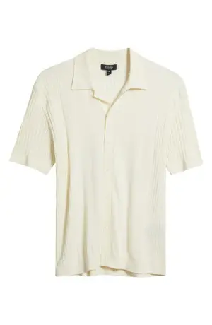 34 Heritage Short Sleeve Button-up Cotton & Silk Sweater - Silver Birch