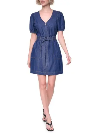 Dkny Crosby Belted Puff Sleeve Denim Dress - Crosby Wash