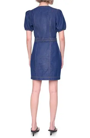 Dkny Crosby Belted Puff Sleeve Denim Dress - Crosby Wash