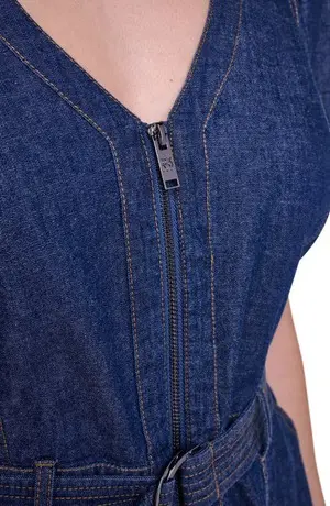 Dkny Crosby Belted Puff Sleeve Denim Dress - Crosby Wash