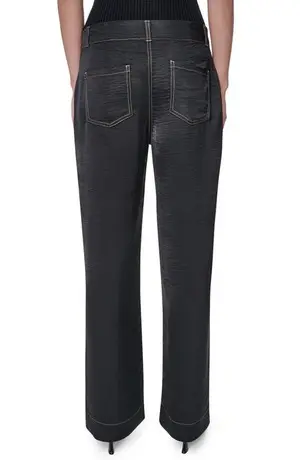Dkny Contrast Stitch Straight Leg Pants - Black
