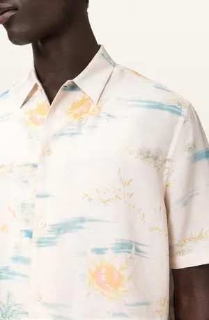 ALLSAINTS Breezer Floral Short Sleeve Button-up Shirt - Candy Yellow