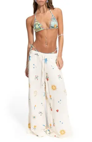 Agua Bendita Janis Solstice Wide Leg Cover-up Pants - White