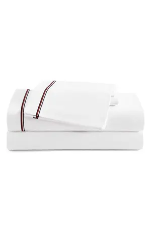 Tommy Hilfiger Global Stripe Cotton Percale Sheet Set - Red