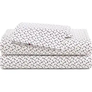Tommy Hilfiger Atlantic Anchors Cotton Percale Sheet Set - Red