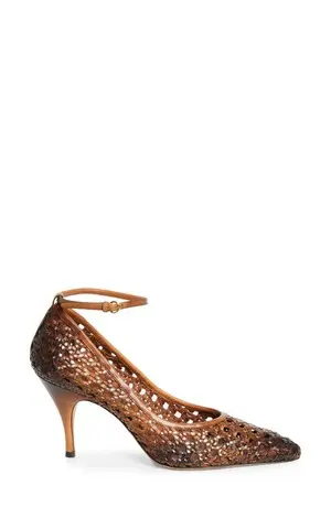 Miu Miu Woven Pointed Toe Pump - Cognac